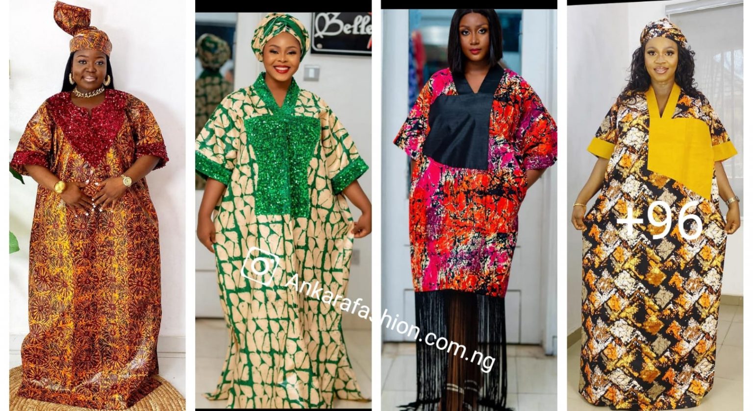 Latest Kampala Gown Styles for Ladies with different necklines